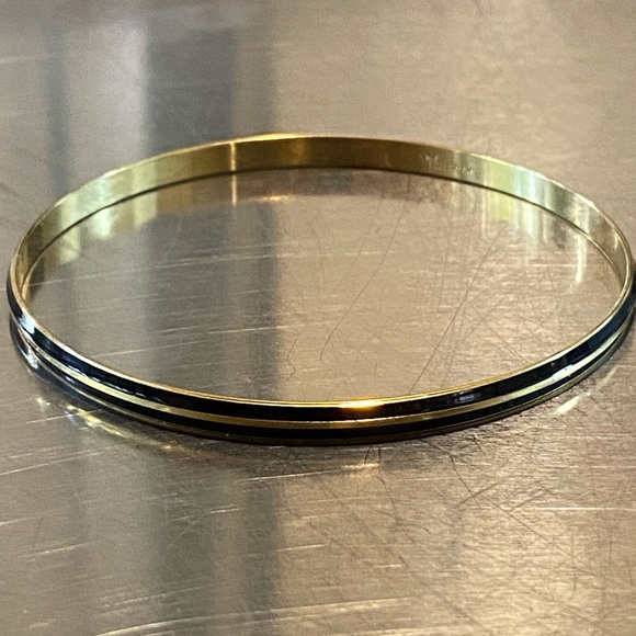 Jewelry | Trifari Enamel Black And Gold Bangle Bracelet | Poshmark